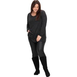 sheego Gro&szlig;e Gr&ouml;&szlig;en Weitschaftstiefel mit Stretcheinsatz, Velourslederimitat, schwarz, Gr&ouml;&szlig;e 41 - Damen