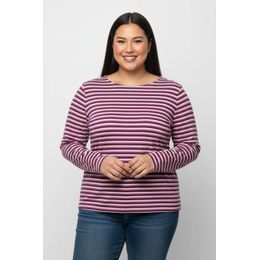 sheego Gro&szlig;e Gr&ouml;&szlig;en Langarmshirt im Ringel-Dessin, magenta-marine-geringelt, Gr&ouml;&szlig;e 44 - Damen