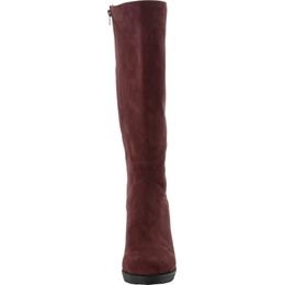 sheego Gro&szlig;e Gr&ouml;&szlig;en Weitschaftstiefel in Wildleder-Optik, mit bezogenem Absatz, burgund, Gr&ouml;&szlig;e 39 - Damen