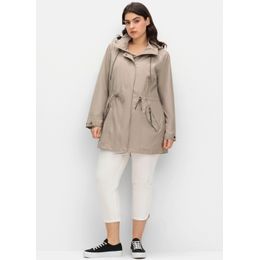 sheego Gro&szlig;e Gr&ouml;&szlig;en Parka mit Jerseyfutter in Melange-Optik, schlamm, Gr&ouml;&szlig;e 46 - Damen