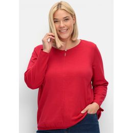 sheego Gro&szlig;e Gr&ouml;&szlig;en Langarmshirt mit elastischem Saum, rot, Gr&ouml;&szlig;e 52 - Damen