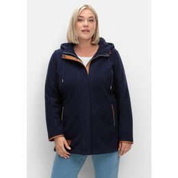 sheego Gro&szlig;e Gr&ouml;&szlig;en Kapuzenfleecejacke mit verdecktem Rei&szlig;verschluss, marine, Gr&ouml;&szlig;e 52 - Damen