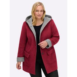sheego Gro&szlig;e Gr&ouml;&szlig;en Kapuzenjacke in Woll-Optik, kirsche, Gr&ouml;&szlig;e 22 - Damen