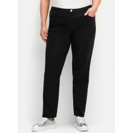 sheego Gro&szlig;e Gr&ouml;&szlig;en 5-Pocket-Jeans mit seitlichem Dehnbund, schwarz, Gr&ouml;&szlig;e 23 - Damen