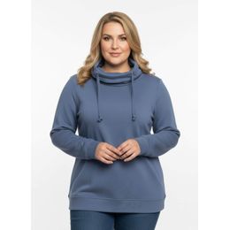 sheego Gro&szlig;e Gr&ouml;&szlig;en Sweatshirt mit halsfernem Rollkragen, blau, Gr&ouml;&szlig;e 50 - Damen