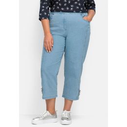sheego Gro&szlig;e Gr&ouml;&szlig;en 7/8-Jeans mit Zierriegel am Abschluss, blue-bleached, Gr&ouml;&szlig;e 54 - Damen