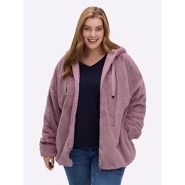 sheego Gro&szlig;e Gr&ouml;&szlig;en Fellimitatjacke mit Gummizug an &Auml;rmeln und Saum, mauve, Gr&ouml;&szlig;e 48 - Damen