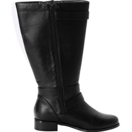 sheego Gro&szlig;e Gr&ouml;&szlig;en Weitschaftstiefel mit Schnallenb&auml;ndern, schwarz, Gr&ouml;&szlig;e 44 - Damen