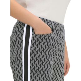 sheego Gro&szlig;e Gr&ouml;&szlig;en Hose mit Jacquardmuster und Galonstreifen, schwarz-ecru-gemustert, Gr&ouml;&szlig;e 52 - Damen