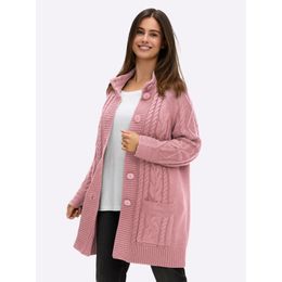 sheego Gro&szlig;e Gr&ouml;&szlig;en Longstrickjacke mit Einstrickmuster, hortensie, Gr&ouml;&szlig;e 46 - Damen