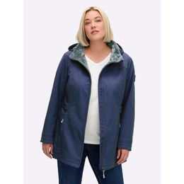 sheego Gro&szlig;e Gr&ouml;&szlig;en Softshelljacke gef&uuml;ttert, wasserabweisend, marine-meliert, Gr&ouml;&szlig;e 23 - Damen