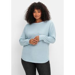 sheego Gro&szlig;e Gr&ouml;&szlig;en Langarm-Pullover in Jersey-Strick, hellblau, Gr&ouml;&szlig;e 44 - Damen