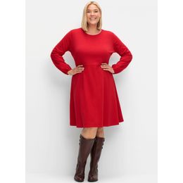 sheego Gro&szlig;e Gr&ouml;&szlig;en Jerseykleid mit elastischen B&uuml;ndchen, rot, Gr&ouml;&szlig;e 56 - Damen