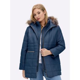 sheego Gro&szlig;e Gr&ouml;&szlig;en Steppjacke mit abnehmbarer Kapuze, wattiert, dunkelblau, Gr&ouml;&szlig;e 44 - Damen