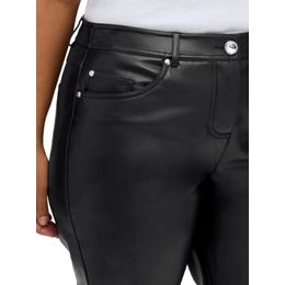 sheego Gro&szlig;e Gr&ouml;&szlig;en Lederimitathose mit Formbund, in Bootcut-Form, schwarz, Gr&ouml;&szlig;e 52 - Damen