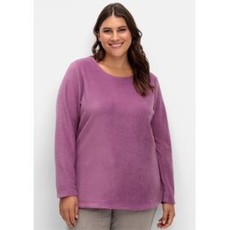 sheego Gro&szlig;e Gr&ouml;&szlig;en Fleeceshirt mit abgerundetem Saum, violett, Gr&ouml;&szlig;e 48 - Damen