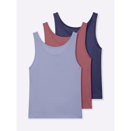 w&auml;schepur sheego Gro&szlig;e Gr&ouml;&szlig;en Achseltop mit breiten Tr&auml;gern, bleu + marine + bordeaux, Gr&ouml;&szlig;e 44/46 - Damen