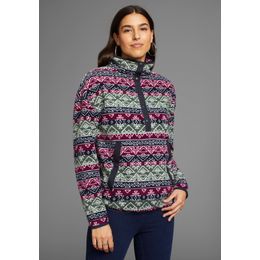 Polarino sheego Gro&szlig;e Gr&ouml;&szlig;en Fleecepullover, fuchsia-navy, Gr&ouml;&szlig;e 44/46 - Damen