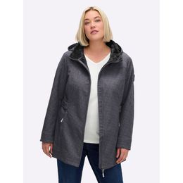 sheego Gro&szlig;e Gr&ouml;&szlig;en Softshelljacke gef&uuml;ttert, wasserabweisend, dunkelgrau-meliert, Gr&ouml;&szlig;e 48 - Damen