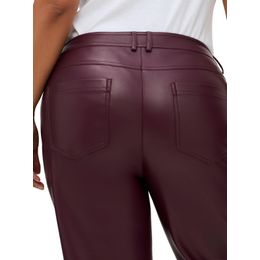 sheego Gro&szlig;e Gr&ouml;&szlig;en Lederimitathose mit Formbund, in Bootcut-Form, burgund, Gr&ouml;&szlig;e 50 - Damen