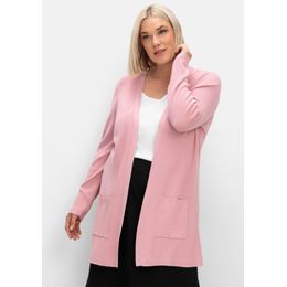 sheego Gro&szlig;e Gr&ouml;&szlig;en Longstrickjacke in Viskose-Qualit&auml;t, hortensie, Gr&ouml;&szlig;e 44 - Damen