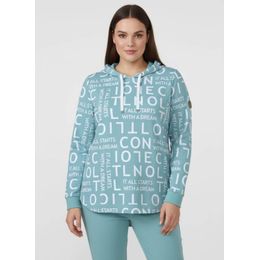 sheego Gro&szlig;e Gr&ouml;&szlig;en Longsweatshirt mit Lettering-Druck, ozean-wei&szlig;-gemustert, Gr&ouml;&szlig;e 46 - Damen