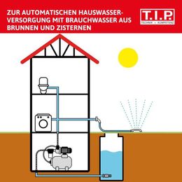 T.I.P. HWW INOX 1300 Plus F Hauswasserwerk - Edelstahl 31155, mit Vorfilter, 4.350 l/h, 50 m F&ouml;rderh&ouml;he, 1.200 W, 22 l Kessel