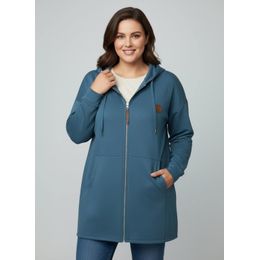 sheego Gro&szlig;e Gr&ouml;&szlig;en Sweatjacke mit 2-Wege-Rei&szlig;verschluss, topas, Gr&ouml;&szlig;e 52 - Damen