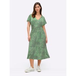 sheego Gro&szlig;e Gr&ouml;&szlig;en Jerseykleid mit Fl&uuml;gel-&Auml;rmeln, apfel-champagner-bedruckt, Gr&ouml;&szlig;e 25 - Damen