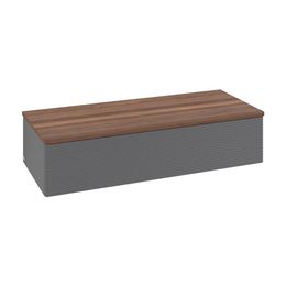 Villeroy & Boch Villeroy und Boch Antao Sideboard L41102GK mit Beleuchtung, 1 Auszug, 1200 x 268 x 500 mm, Front mit Struktur, Anthracite Matt Lacquer / Warm Walnut
