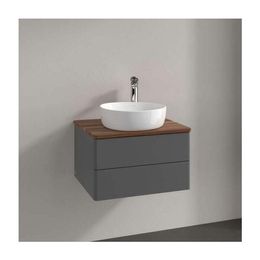 Villeroy & Boch Villeroy und Boch Antao Waschtisch-Unterschrank K18052GK 60x36x50cm, Hahnloch, Waschbeckenplattenfarbe warm walnut, anthracite matt lacquer