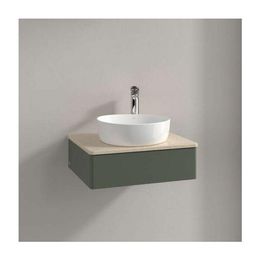 Villeroy & Boch Villeroy und Boch Antao Waschtisch-Unterschrank L07053HL mit Beleuchtung, 1 Auszug, 600 x 190 x 500 mm, Front ohne Struktur, Leaf Green Matt Lacquer / Botticino