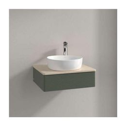 Villeroy & Boch Villeroy und Boch Antao Waschtisch-Unterschrank L07153HL 60x19x50cm, Hahnloch, Waschbeckenplattenfarbe botticino, leaf green matt lacquer