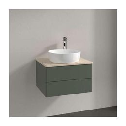 Villeroy & Boch Villeroy und Boch Antao Waschtisch-Unterschrank L18013HL mit Beleuchtung, 2 Ausz&uuml;ge, 600 x 360 x 500 mm, Front ohne Struktur, Leaf Green Matt Lacquer / Botticino