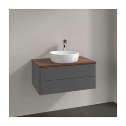 Villeroy & Boch Villeroy und Boch Antao Waschtisch-Unterschrank K19012GK 80x36x50cm, Waschbeckenplattenfarbe warm walnut, anthracite matt lacquer