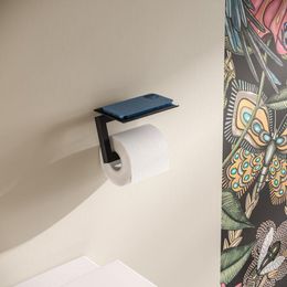 HEWI System 900 Q WC-Papierhalter mit Ablage 900Q21.00260DC pulverbeschichtet schwarz tiefmatt, Edelstahl