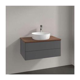Villeroy & Boch Villeroy und Boch Antao Waschtisch-Unterschrank K19052GK 2 Ausz&uuml;ge, 800 x 360 x 500 mm, Front ohne Struktur, Anthracite Matt Lacquer / Warm Walnut