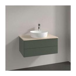 Villeroy & Boch Villeroy und Boch Antao Waschtisch-Unterschrank K19153HL 80x36x50cm, Hahnloch, Waschbeckenplattenfarbe botticino, leaf green matt lacquer