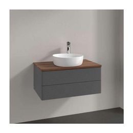 Villeroy & Boch Villeroy und Boch Antao Waschtisch-Unterschrank K19152GK 80x36x50cm, Hahnloch, Waschbeckenplattenfarbe warm walnut, anthracite matt lacquer