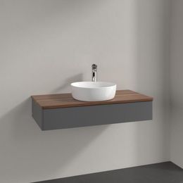 Villeroy & Boch Villeroy und Boch Antao Waschtisch-Unterschrank K09052GK 100x19x50cm, Hahnloch, Waschbeckenplattenfarbe warm walnut, anthracite matt lacquer