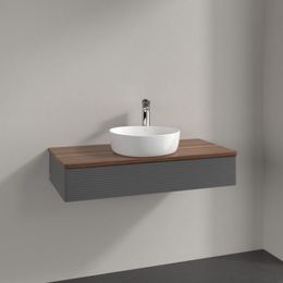 Villeroy & Boch Villeroy und Boch Antao Waschtisch-Unterschrank K09152GK 100x19x50cm, Hahnloch, Waschbeckenplattenfarbe warm walnut, anthracite matt lacquer