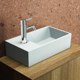 Ideal Standard Extra Hand-Waschtisch T3920MA 45x25x15cm, Hahnbank links, mit &Uuml;berlauf, geschliffen, 1 Hahnloch, wei&szlig; Ideal Plus