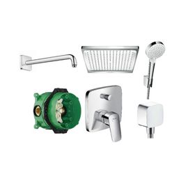 Hansgrohe Logis Duschsystem Unterputz Komplettset mit Armatur, Kopfbrause 240mm und Brausearm, Handbrause
