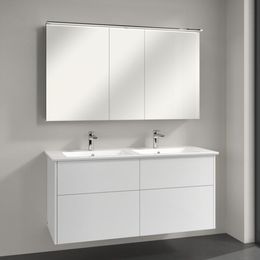 Villeroy & Boch Villeroy & Boch Finero Badmöbel Set 130 cm, Glossy White Waschtisch mit Waschtischunterschrank und Spiegelschrank