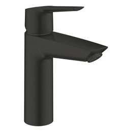 Grohe Start Waschtischarmatur M-Size 235752432 schwarz matt, glatter K&ouml;rper mit Push-open Ablaufgarnitur 1 1/4"