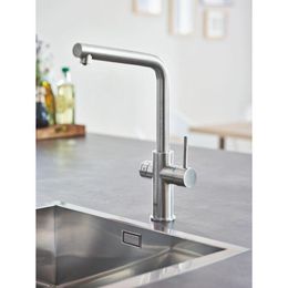 Grohe Blue Home K&uuml;chenarmatur 31454DC1 supersteel, L-Auslauf, Starter Kit
