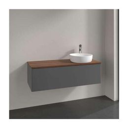 Villeroy & Boch Villeroy und Boch Antao Waschtisch-Unterschrank L34052GK mit Beleuchtung, 1 Auszug, 1200 x 360 x 500 mm, Front ohne Struktur, Anthracite Matt Lacquer / Warm Walnut