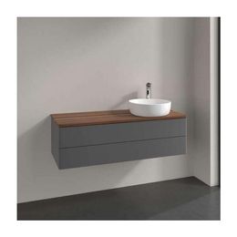 Villeroy & Boch Villeroy und Boch Antao Waschtisch-Unterschrank L23052GK mit Beleuchtung, 2 Ausz&uuml;ge, 1200 x 360 x 500 mm, Front ohne Struktur, Anthracite Matt Lacquer / Warm Walnut