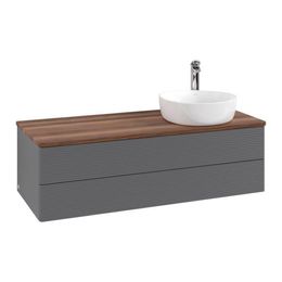 Villeroy & Boch Villeroy und Boch Antao Waschtisch-Unterschrank K23152GK 120x36x50cm, Hahnloch, Waschbeckenplattenfarbe warm walnut, anthracite matt lacquer