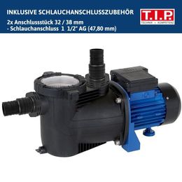 T.I.P. Poolpumpe - Filter-/Umwälzpumpe mit Vorfilter und Timer, 40 m³ Becken, 13.000 l/h, selbstansaugend, SPP 600 FT 30444